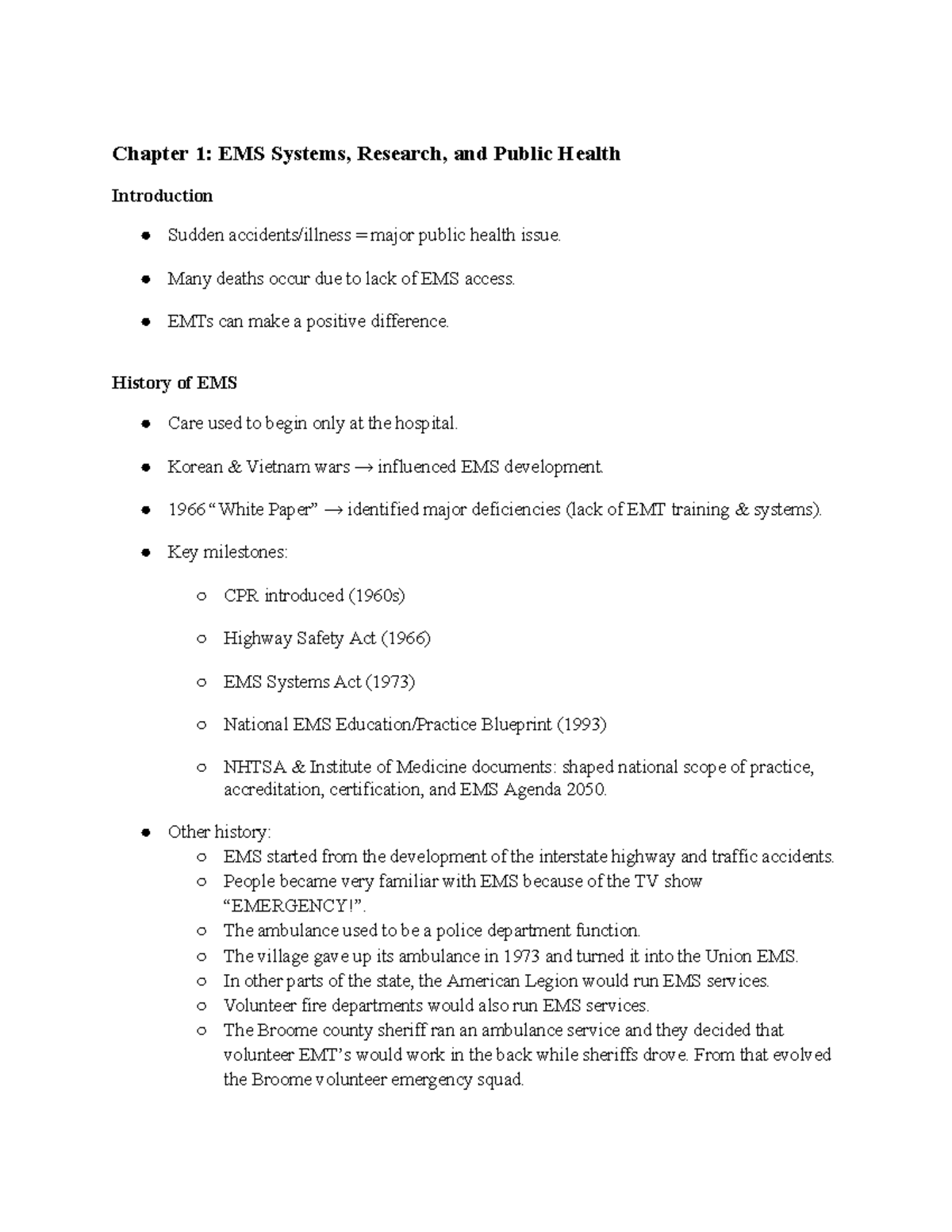 EMT 101: Midterm Study Guide on EMS Systems and Patient Care - Studocu