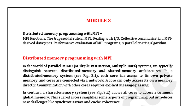 BCS702 Module 3: Distributed Memory Programming with MPI Notes - Studocu