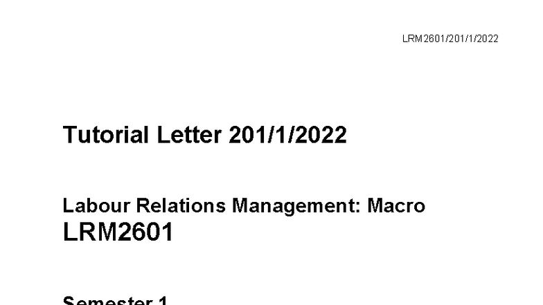 LRM2601 Tutorial Letter: Feedback on Assignment 03 - Semester 1 - Studocu