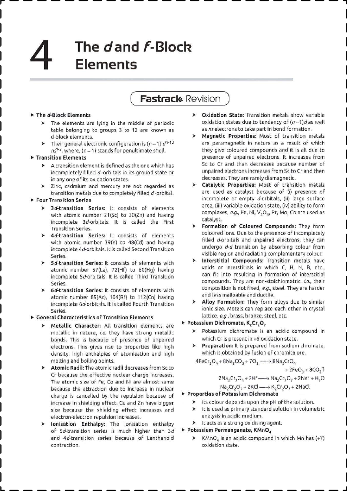 D and F Block Elements: Comprehensive Revision Notes for Transition ...