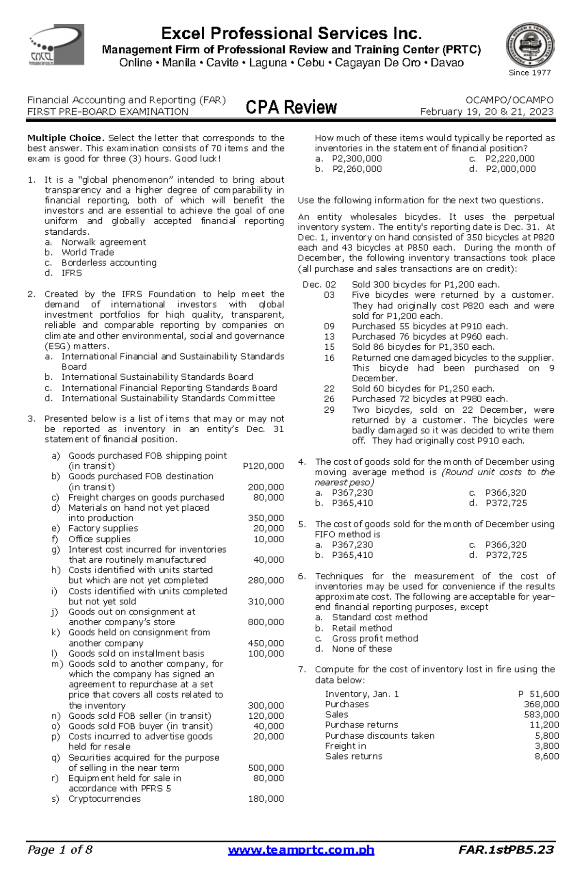 FAR 1st Exam Review Notes - Financial Accounting & Reporting 2023 - Studocu