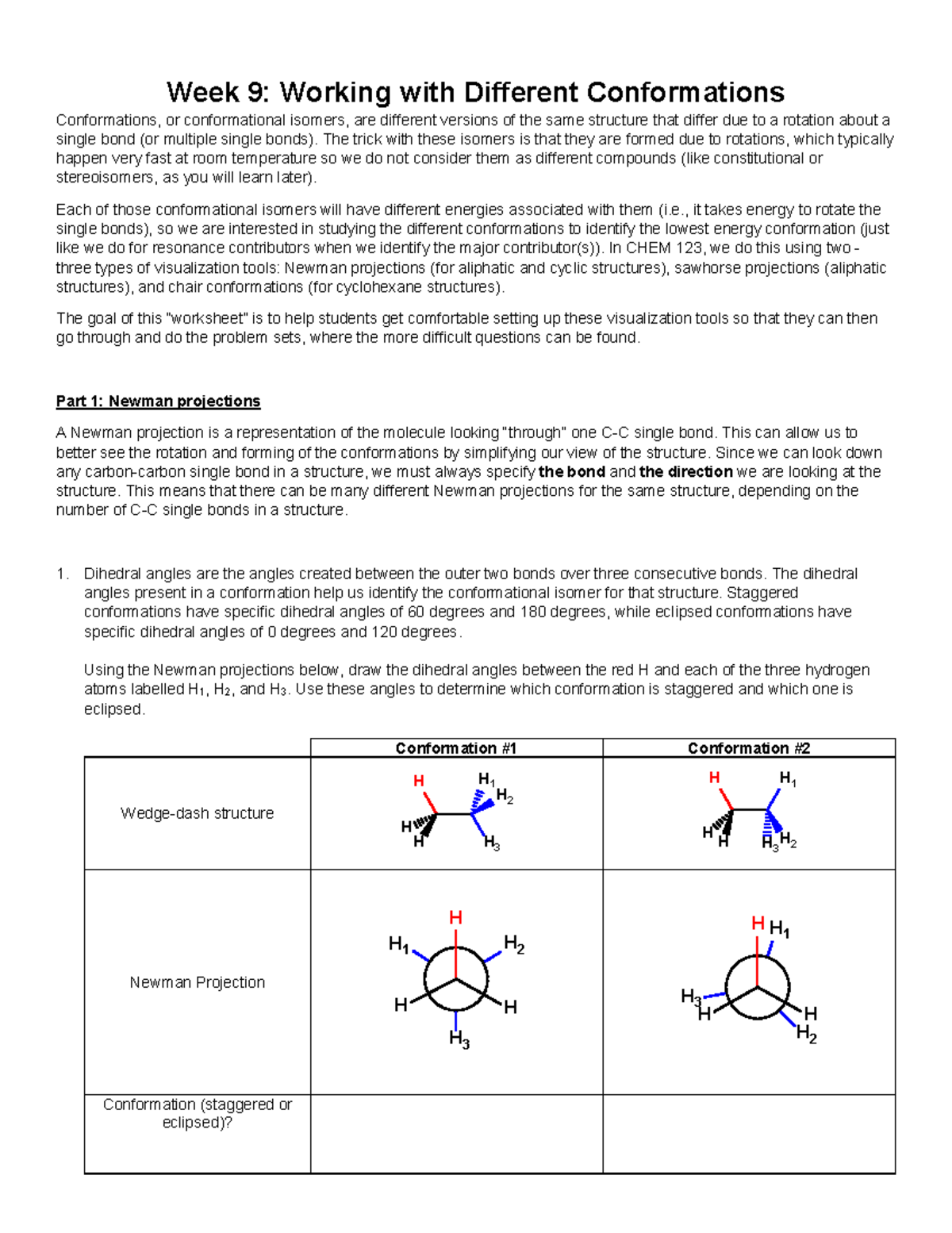 conformation practice - Week 9: Working with Different Conformations ...