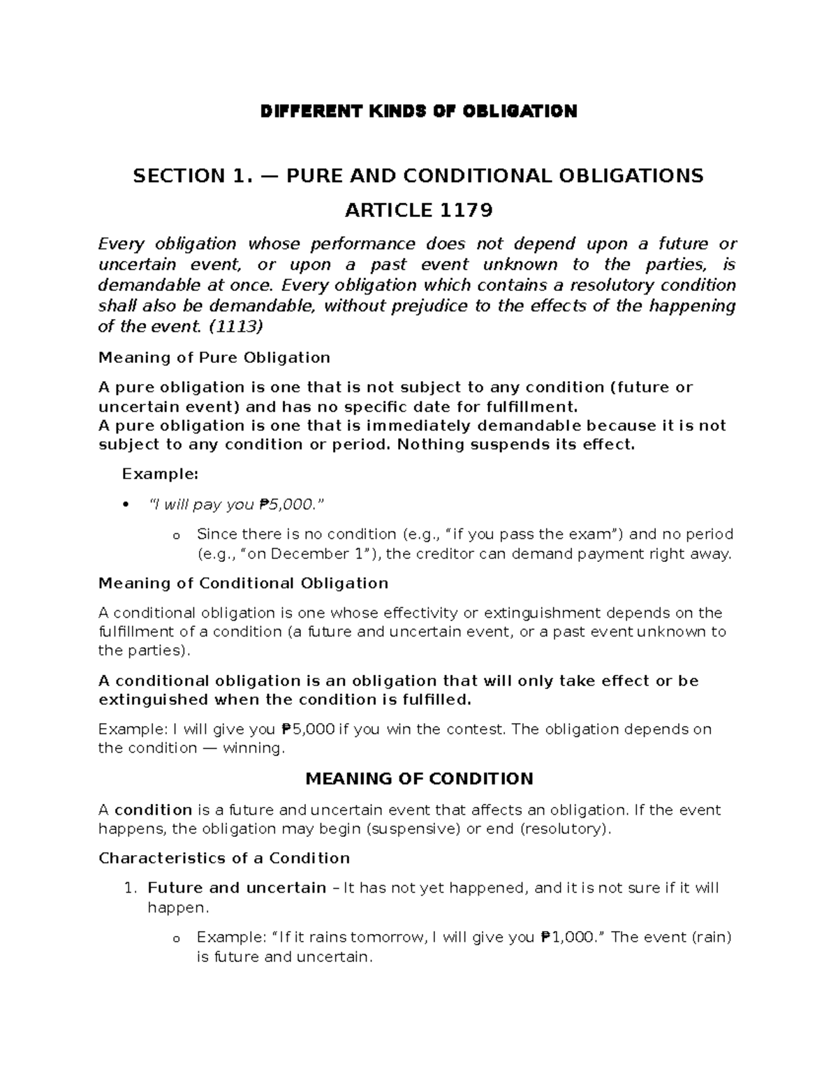Obligations: Pure, Conditional, and Periodic - A Comprehensive Guide ...