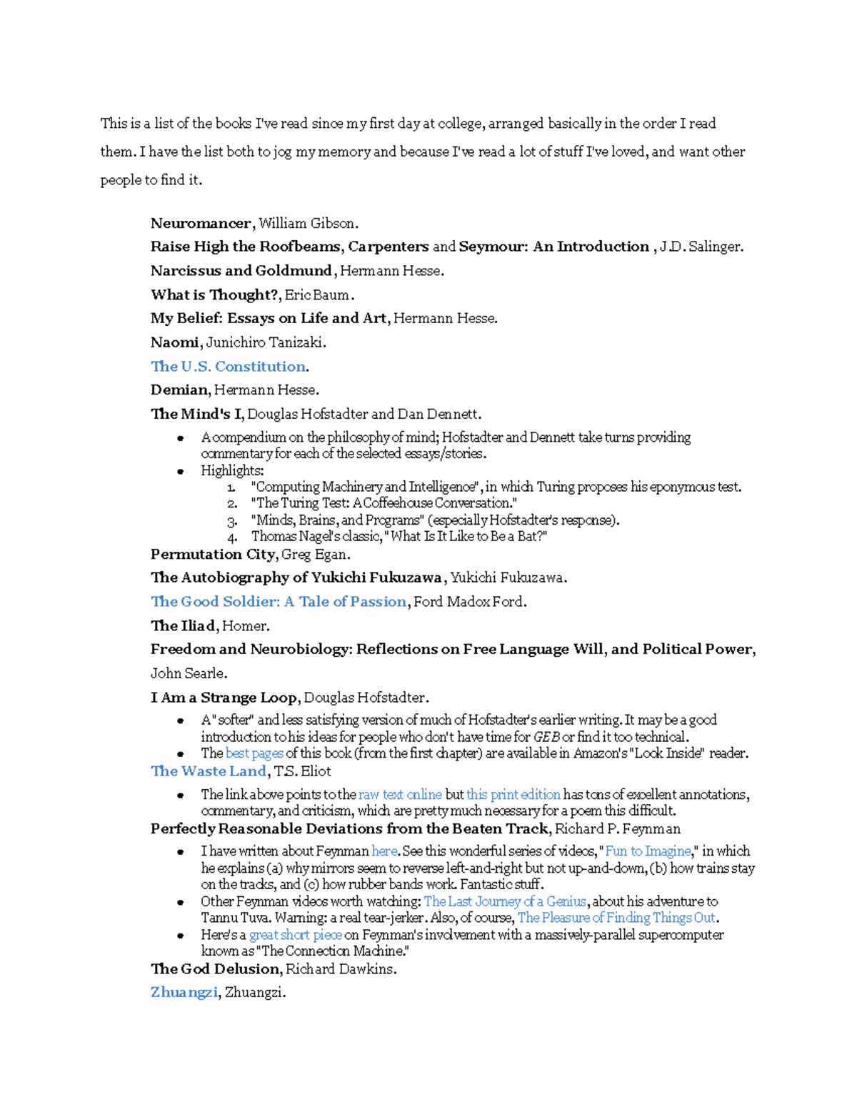 James Somers' Favorite Books: A Comprehensive Reading List - Studocu