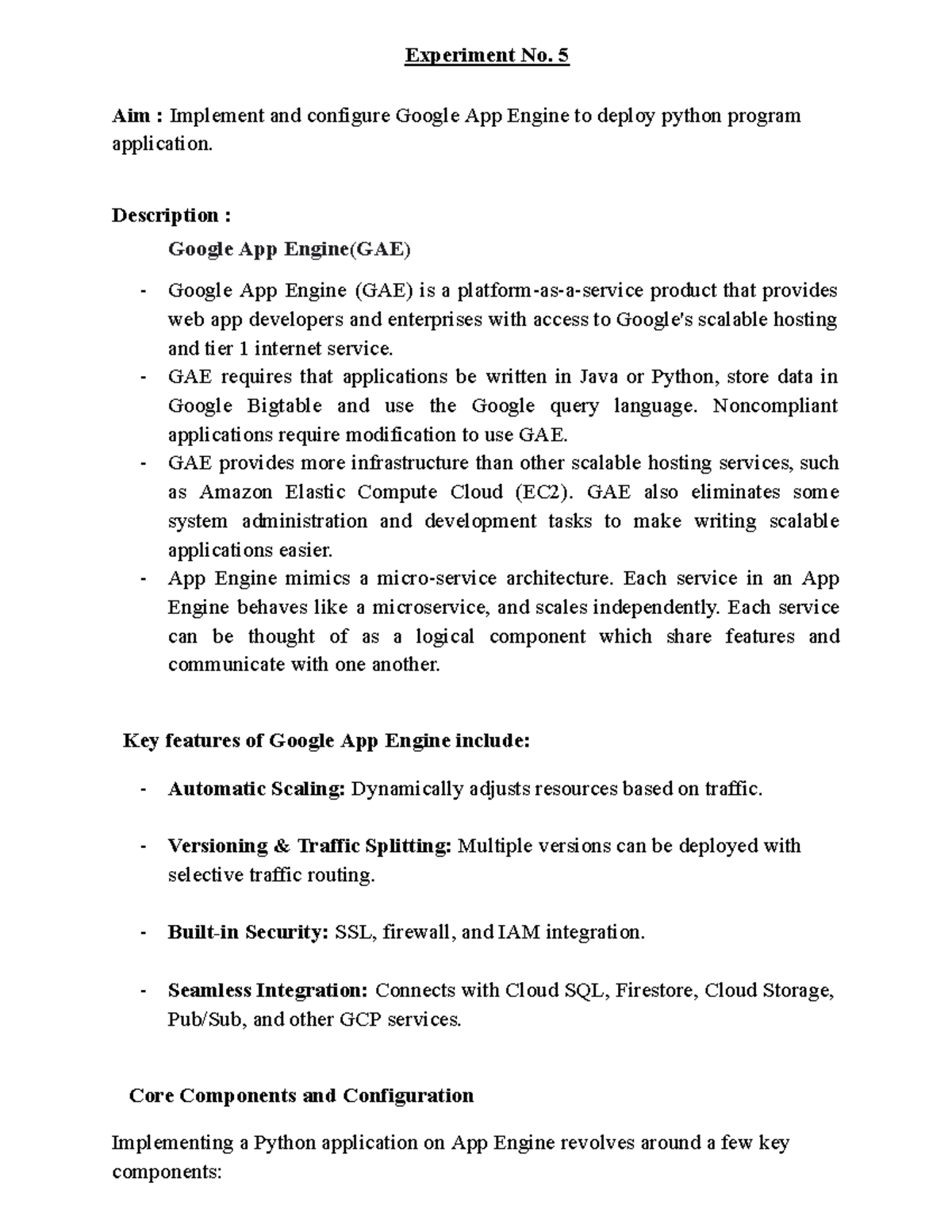 CC Exp 5: Implementing Python Apps on Google App Engine - Studocu