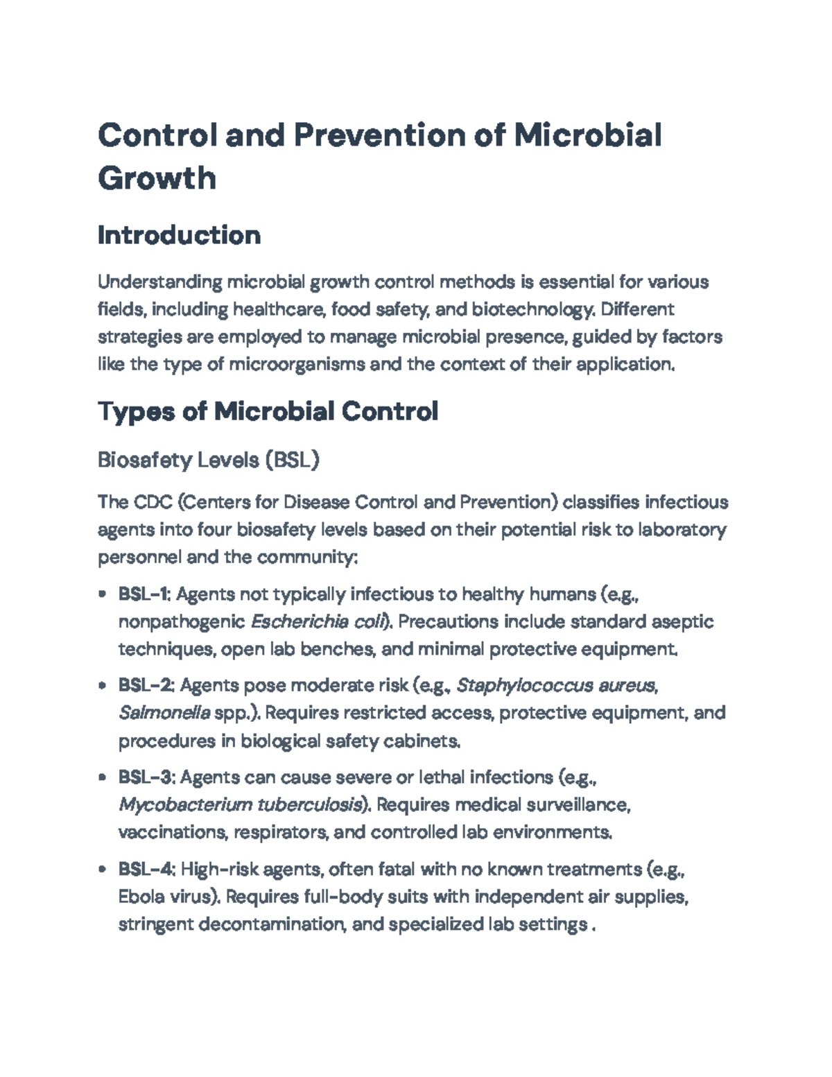 Microbial Growth Control: Techniques and Applications in BSL Standards ...