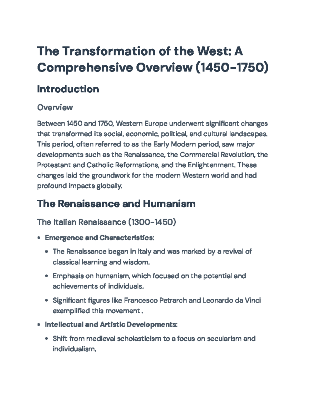 The Transformation of the West (1450-1750): Major Changes & Impacts ...