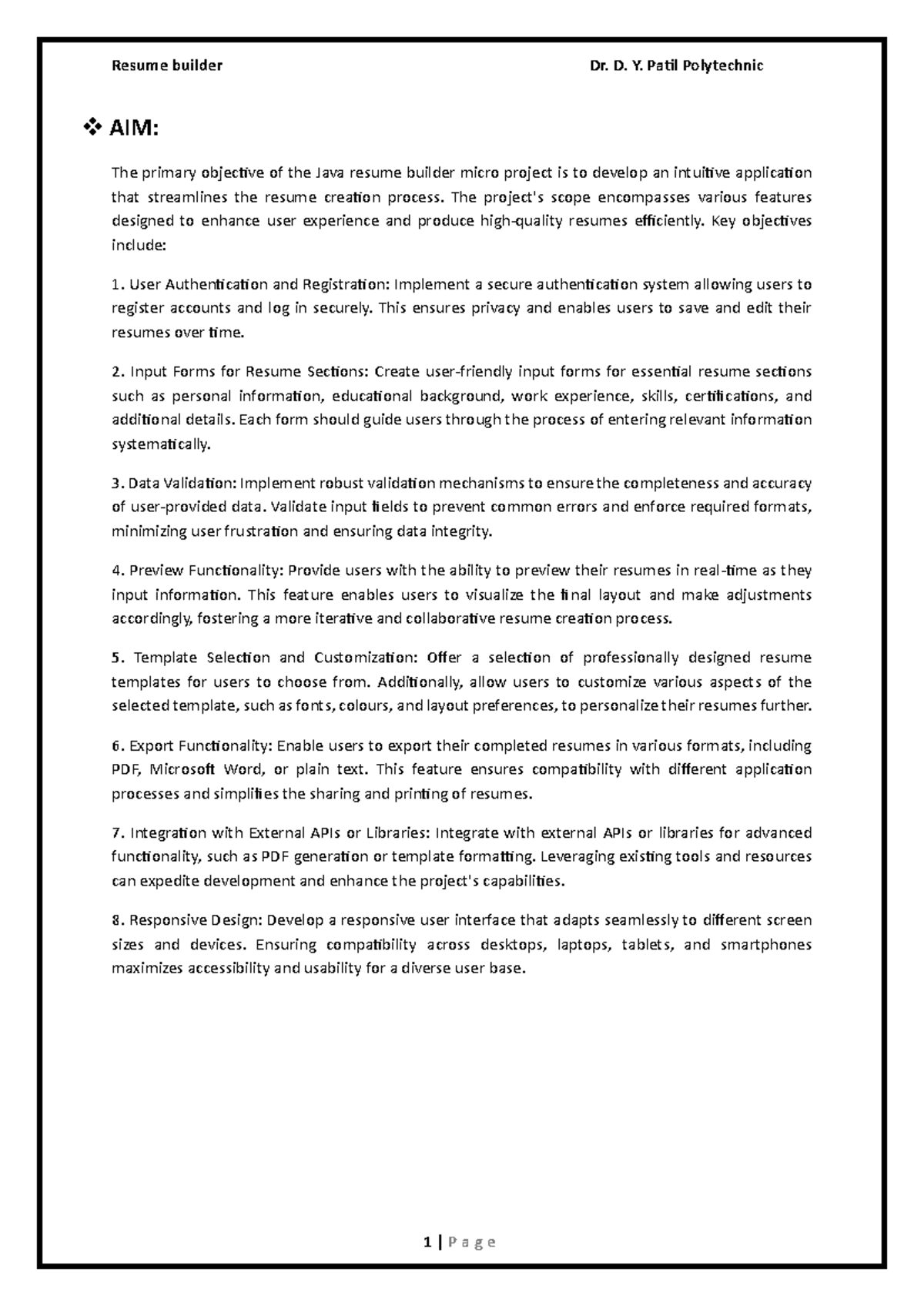 Microproject java - AIM: The primary objective of the Java resume ...