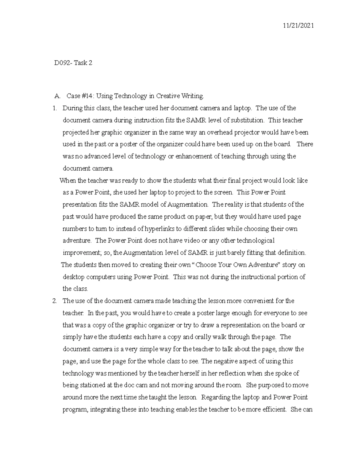 DHM3 Task 2: Video Observations on Teaching with Technology - Studocu