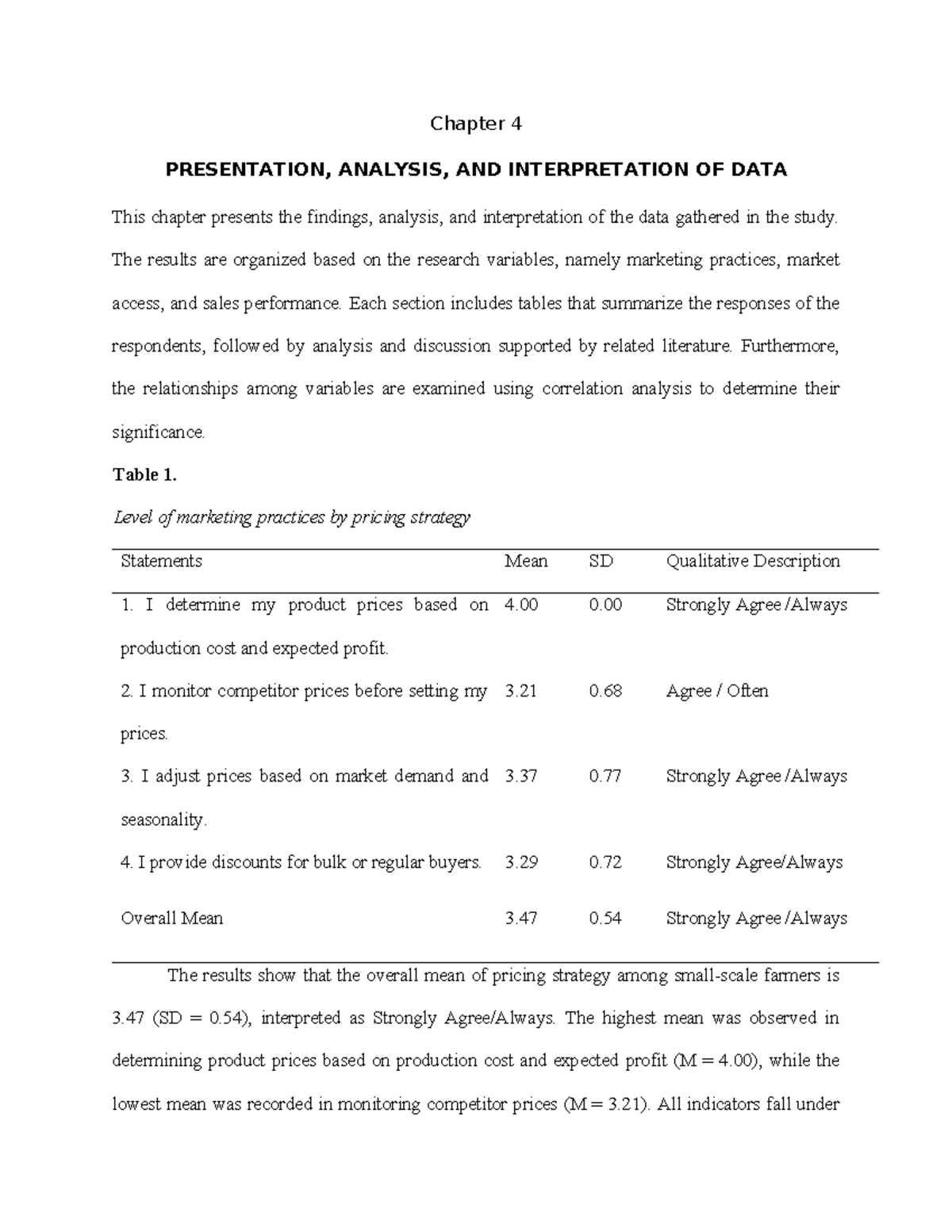 Chapter 4: Presentation, Analysis, and Interpretation of Data (Research ...