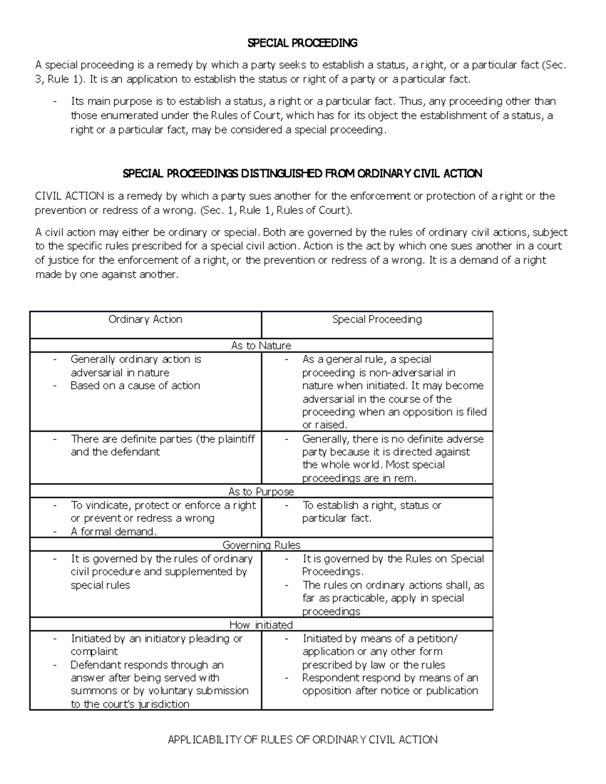 Special Proceeding Analysis: Key Aspects and Comparison to Civil ...