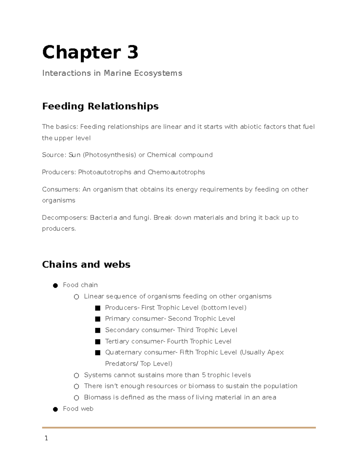 Interactions in Marine Ecosystems (Chapter 3) - Feeding Relationships ...