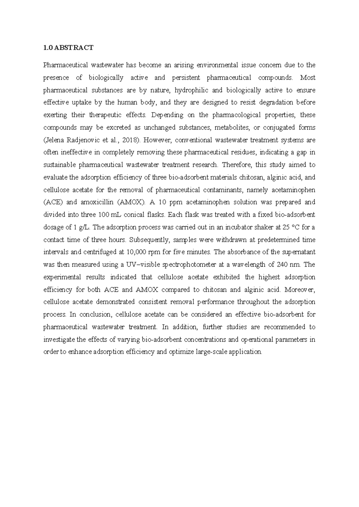 Case Study: Adsorption of ACE & AMOX in Pharmaceutical Wastewater - Studocu