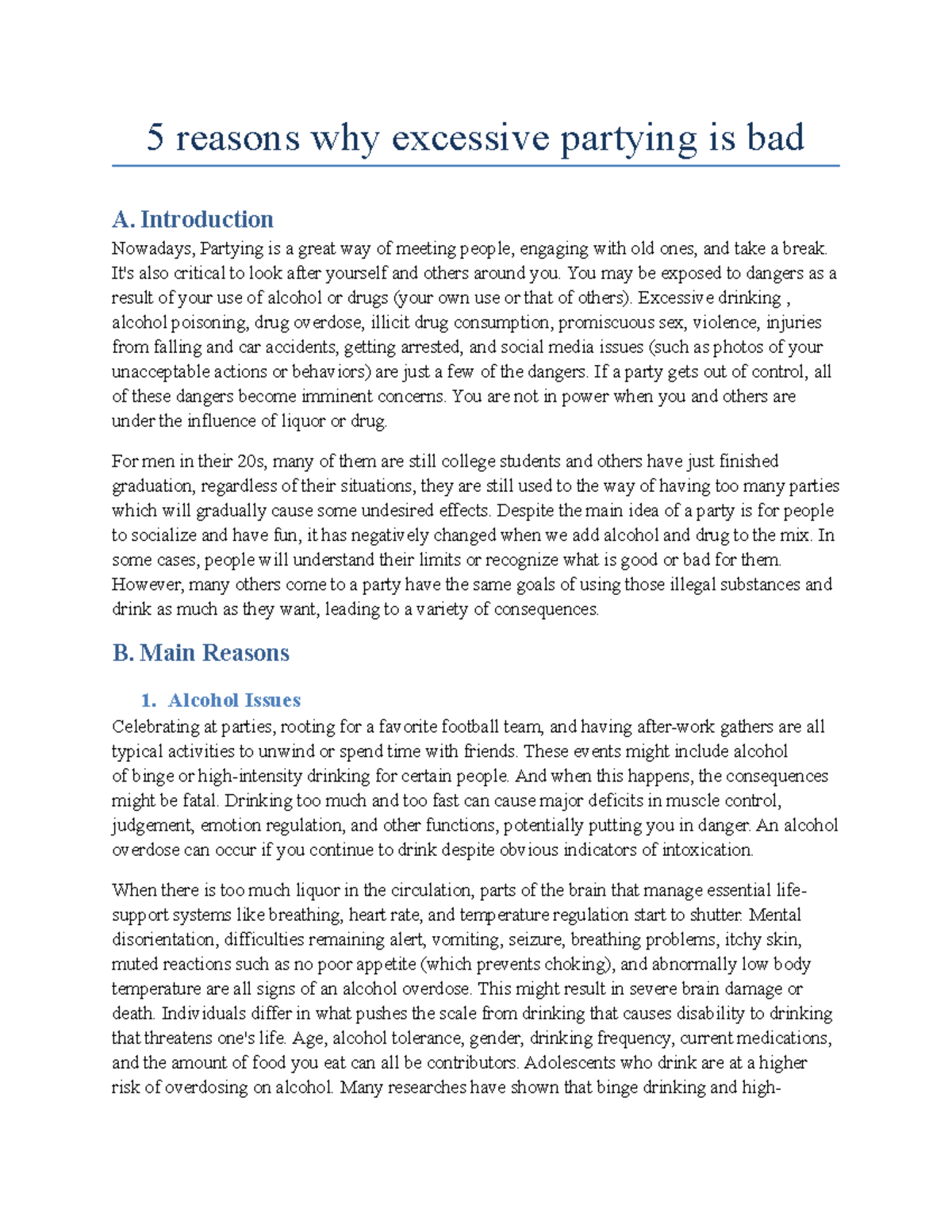 5 reasons why excessive partying is bad - It's also critical to look ...