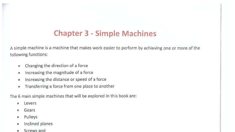 Chapter 3: Simple Machines - Understanding Mechanical Advantage and ...