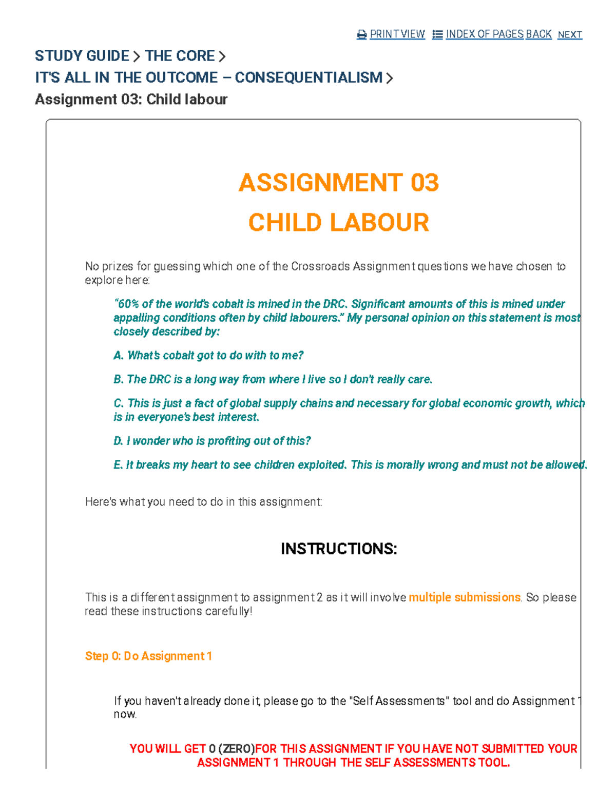Assignment 3 Sus - PRINT VIEW INDEX OF PAGES BACK NEXT STUDY GUIDE THE ...