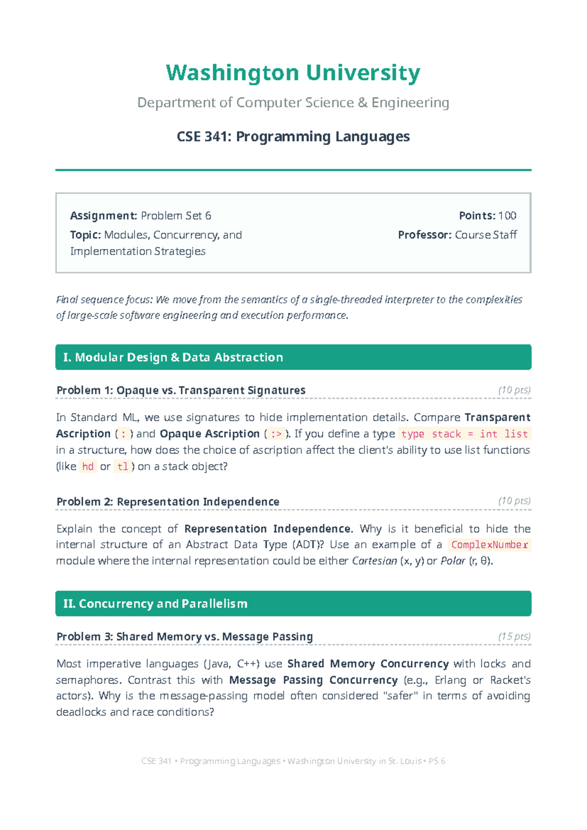 CSE 341: Programming Languages - Assignment 6 on Modules & Concurrency ...
