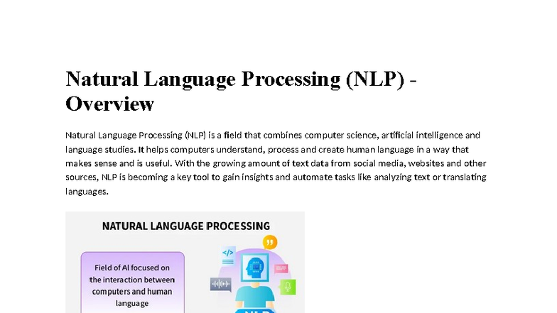 NLP Techniques and Applications: An Overview (Course Code: NLP101 ...