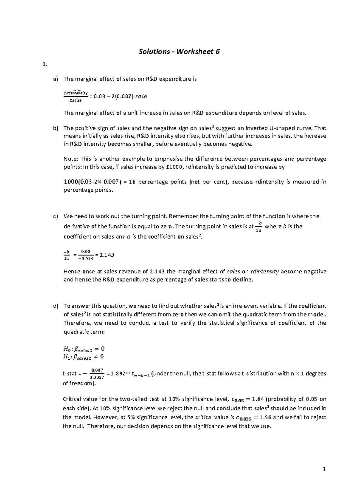 L1090 Solutions Worksheet 6: Marginal Effects & Regression Analysis ...
