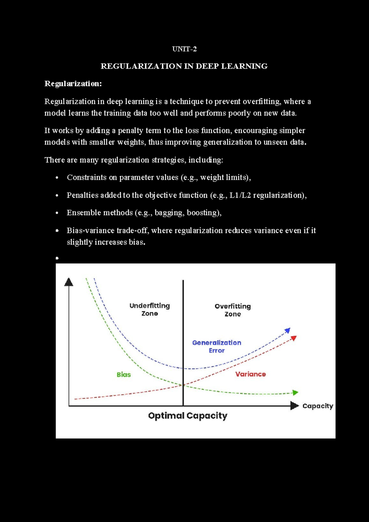 REGULARIZATION IN DEEP LEARNING: Unit-2 Notes on Techniques and ...