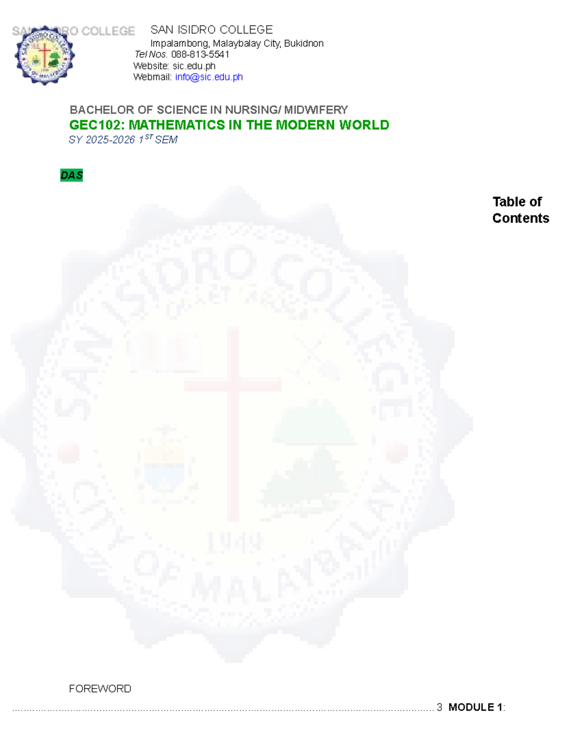 GEC102: Mathematics in the Modern World - Lecture Notes & Practice ...