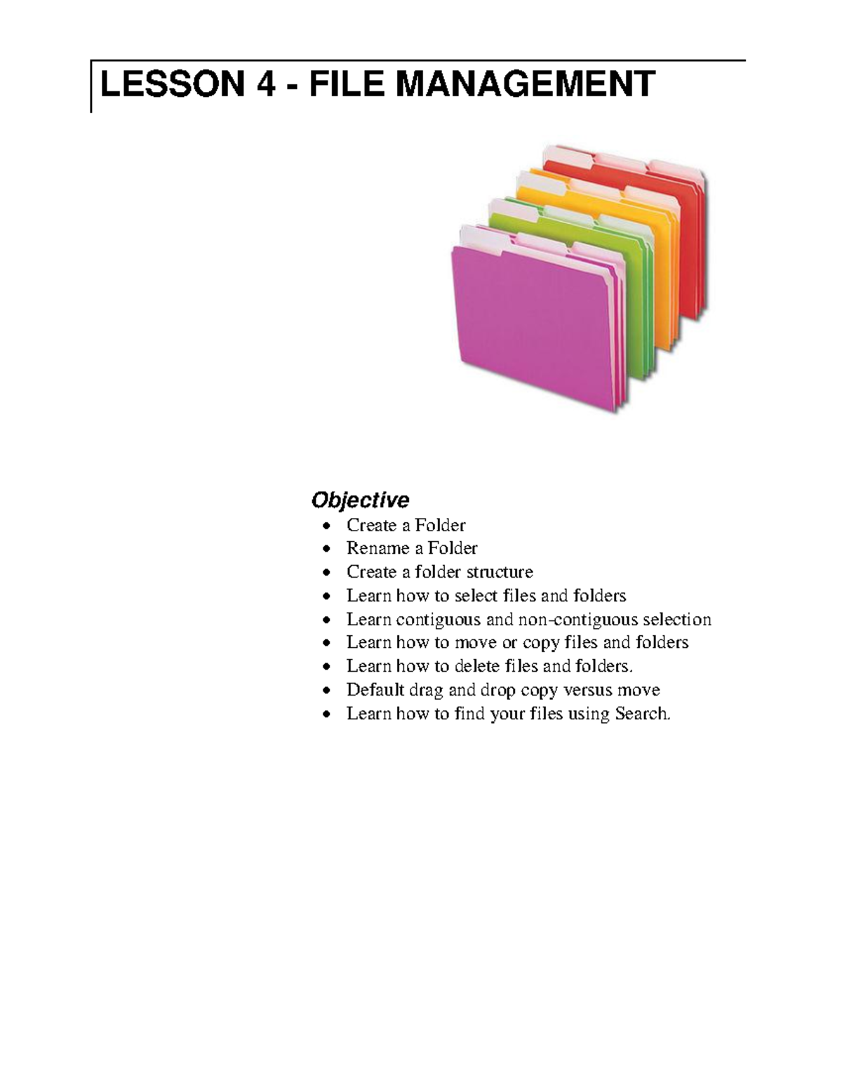 OPHS ICT TECHNICIAN Lesson 4: File Management Techniques - Studocu