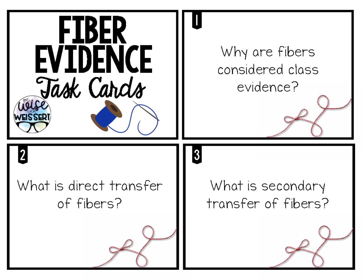 Forensics - Fiber Evidence Task Cards SE: Class Evidence & Collection ...