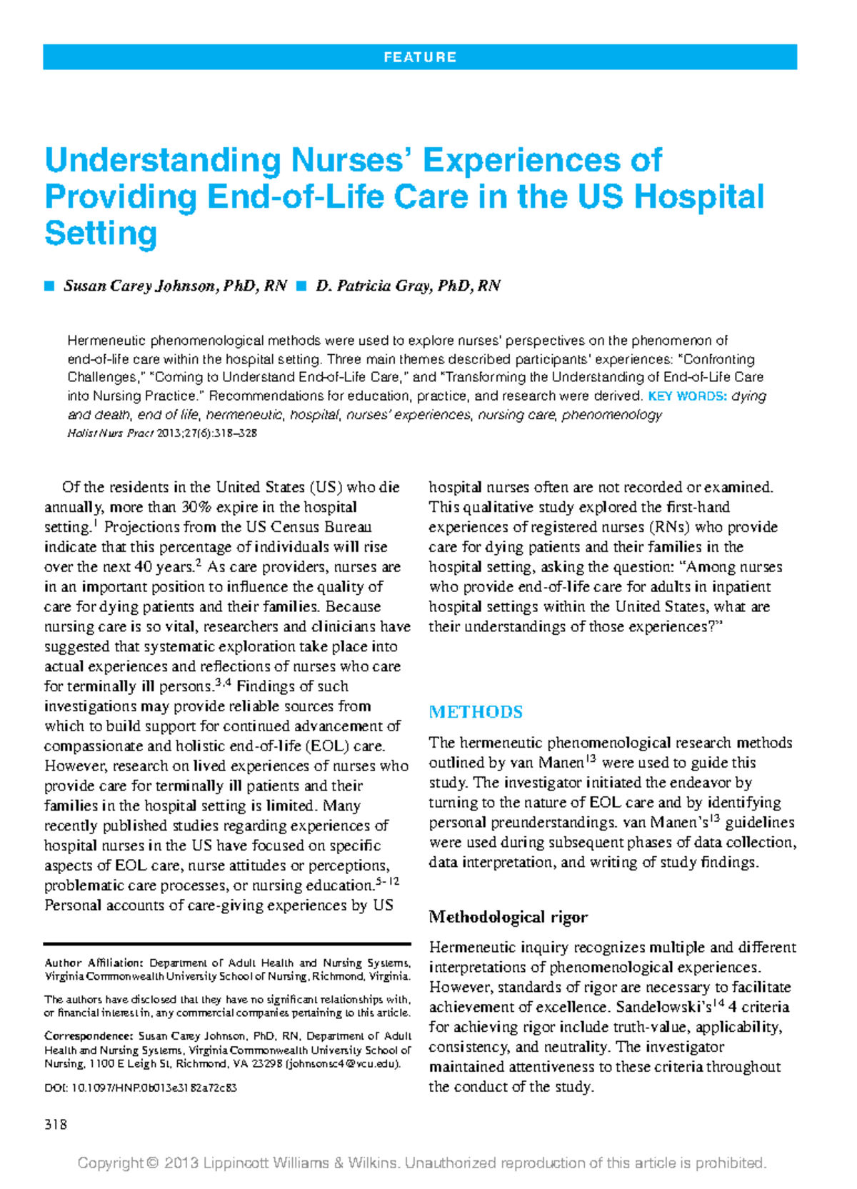 Understanding Nurses' Experiences of Providing End-of-Life Care in the ...