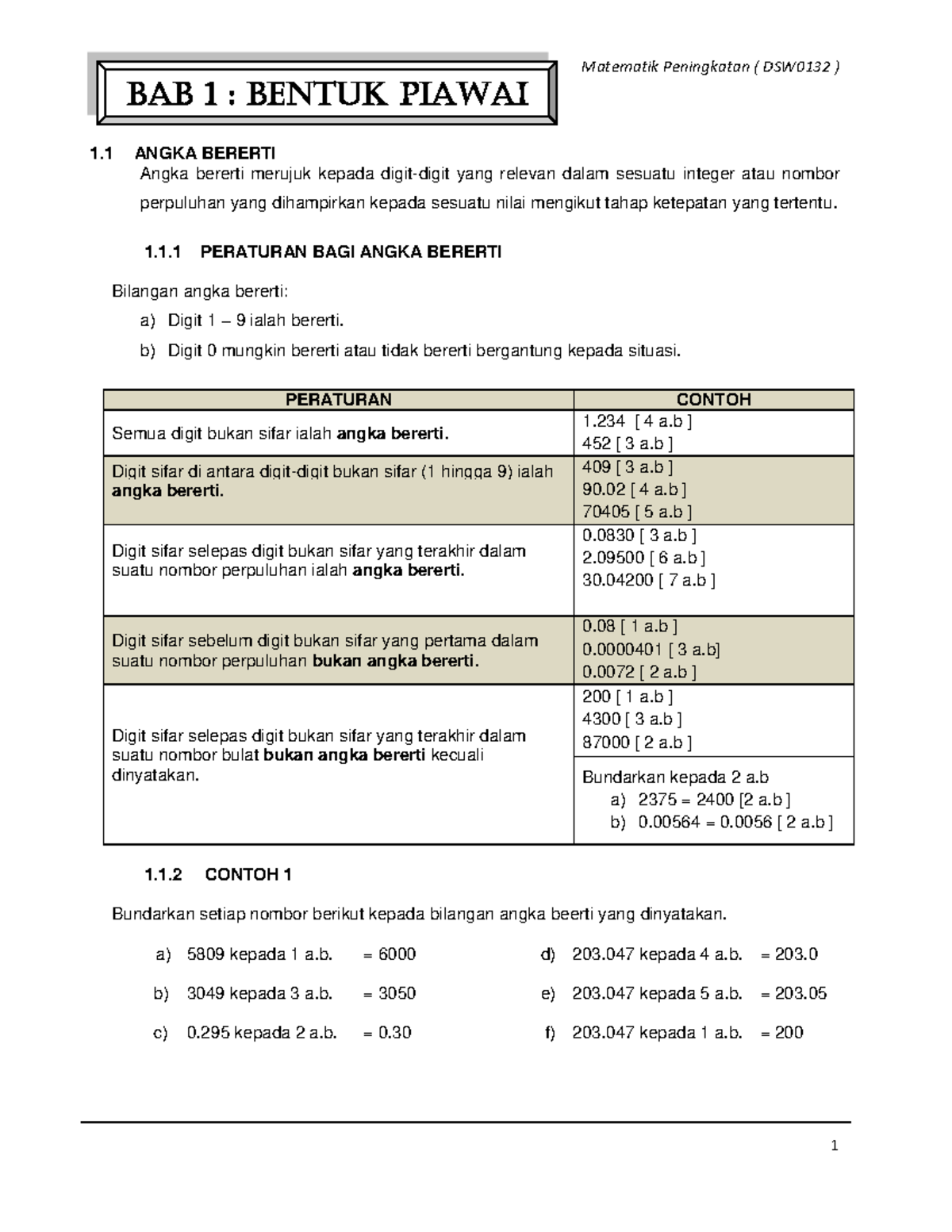 Topik 1 Bentuk Piawai - test - 1 ANGKA BERERTI Angka bererti merujuk ...