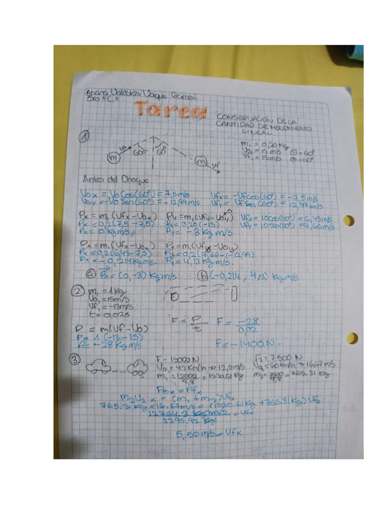 Título: Tarea de Física 3ro: Conservación del Movimiento Lineal - Studocu