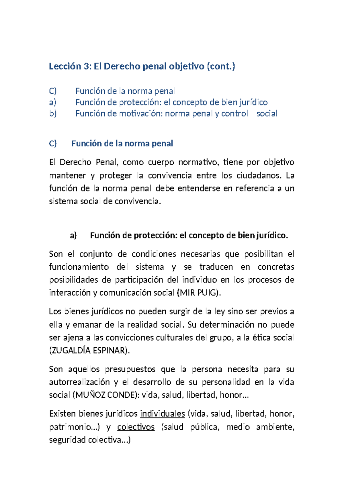 Lección 3: Funciones de la Norma Penal en el Derecho Penal - Studocu