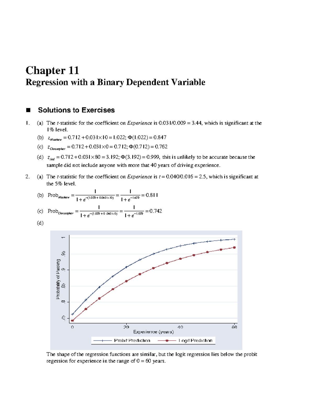Chapter 11 Solutions: Regression with a Binary Dependent Variable - Studocu