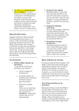 Architecture LAW - ra 9266 - REPUBLIC ACT NO. 9266 AN ACT PROVIDING FOR ...