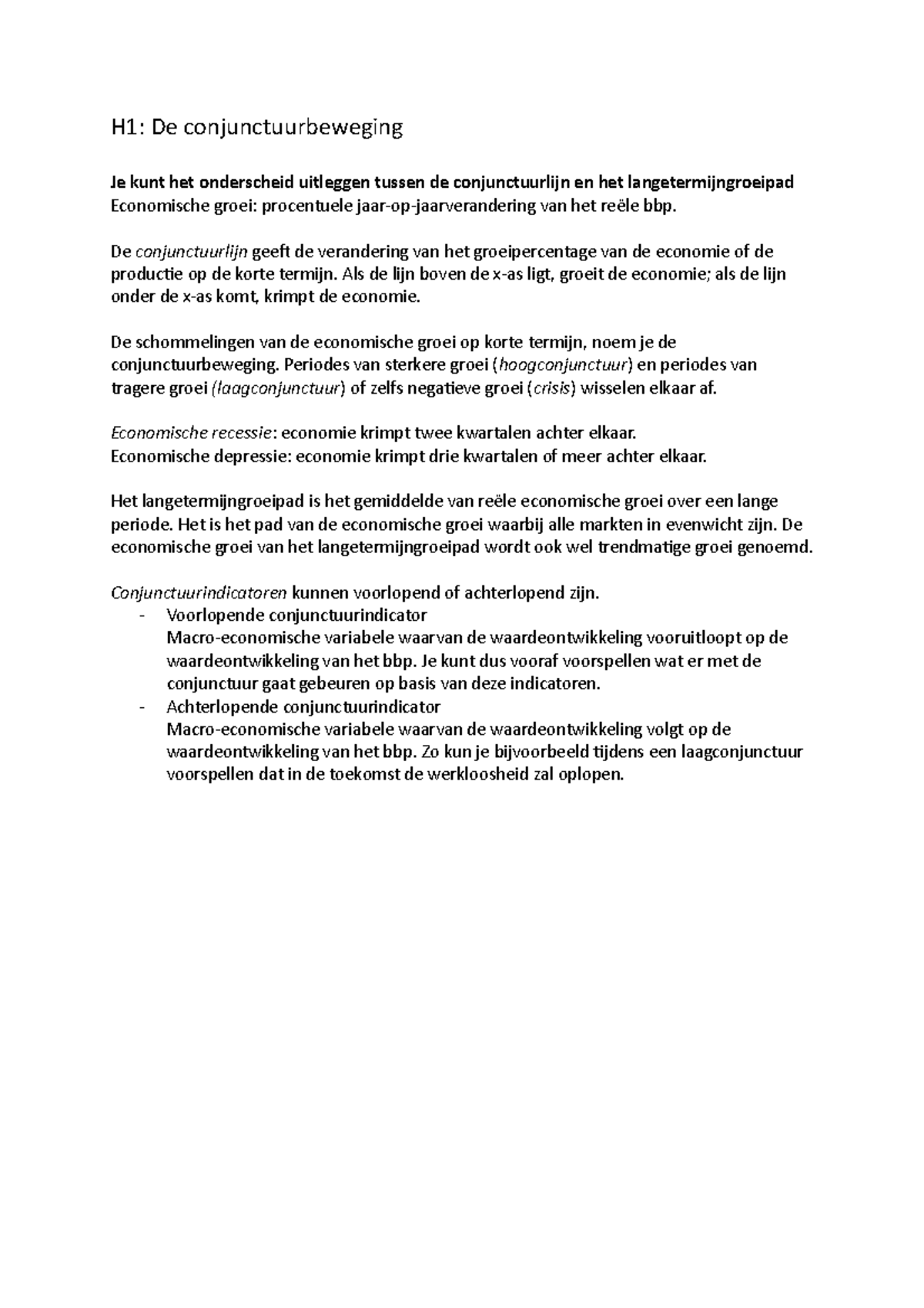 ECO SE-2 - Samenvatting Conjunctuur & Beleidsanalyse met Antwoorden ...