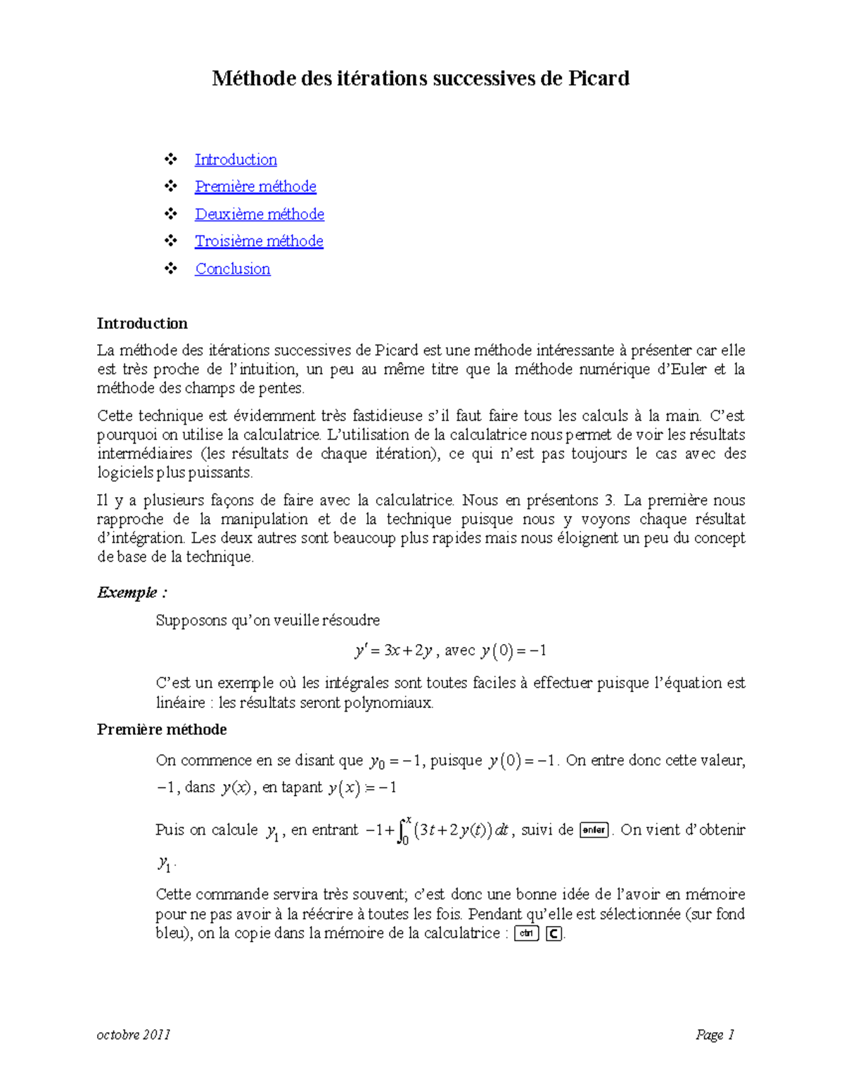 Itération de Picard - Méthode des itérations successives de Picard v ...
