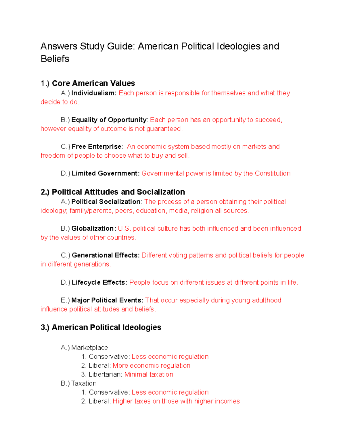 Study Guide: American Political Ideologies & Beliefs (POL 101) - Studocu