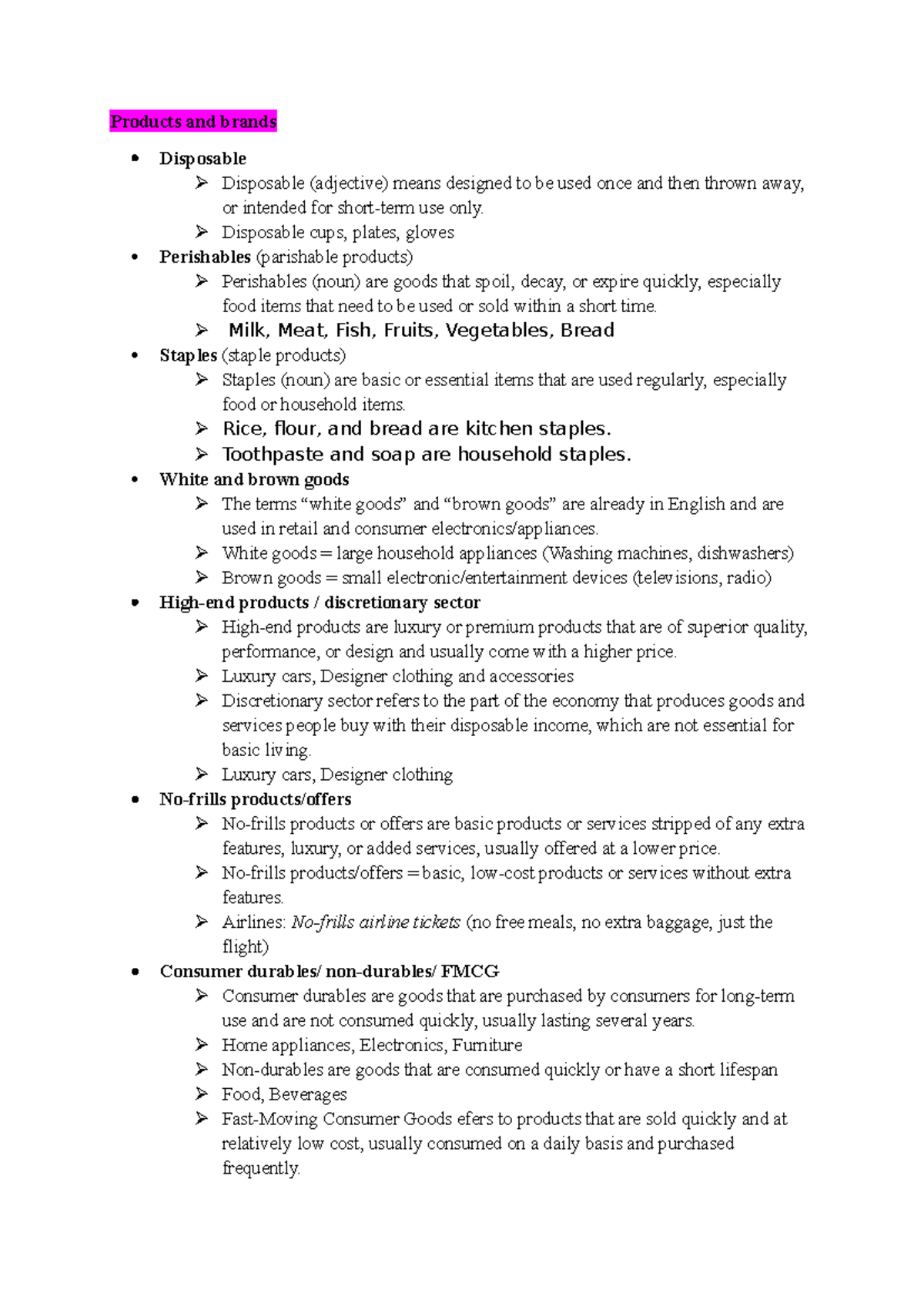 Product and Brands Overview: Key Concepts and Definitions - Studocu