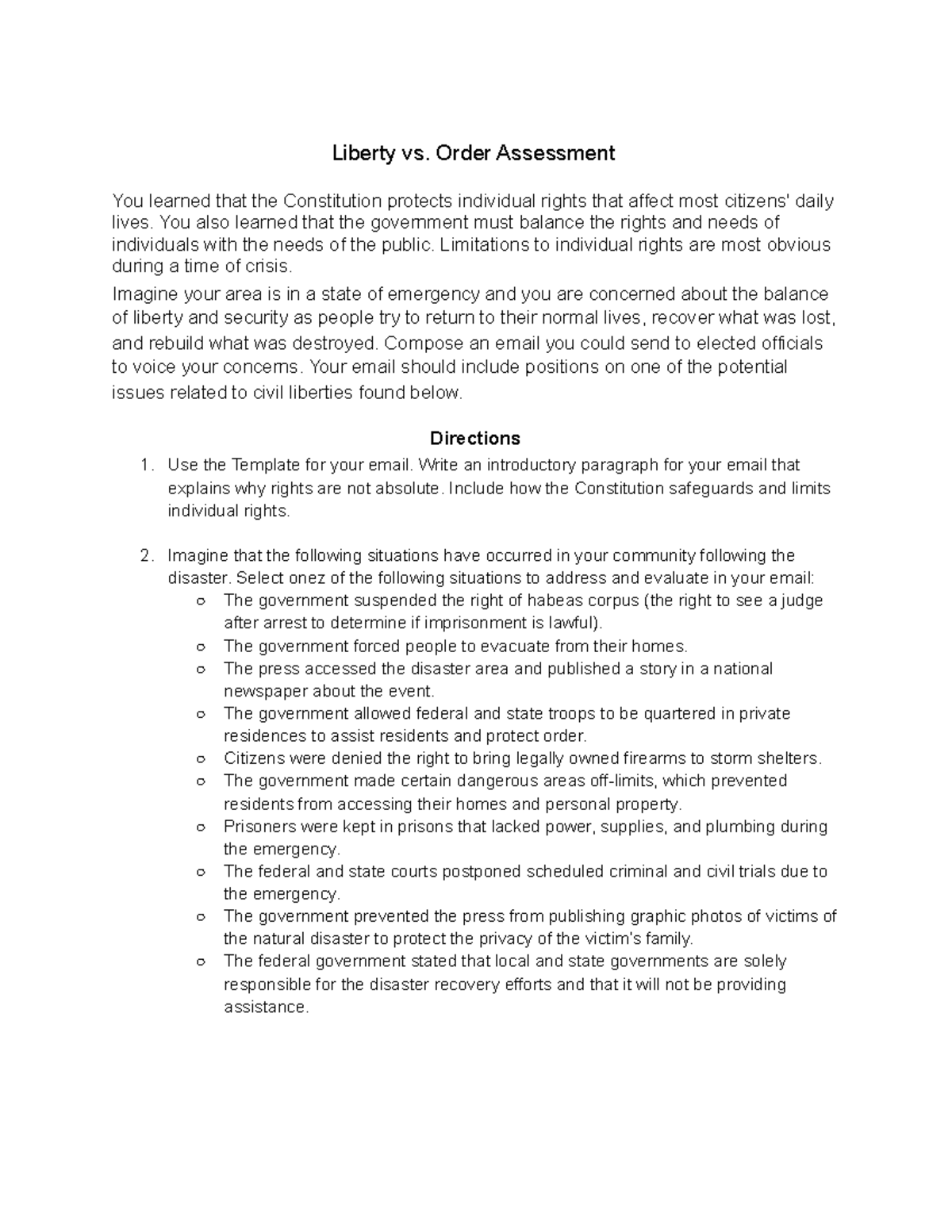 2122 Liberty vs. Order: An Assessment of Individual Rights in Crisis ...
