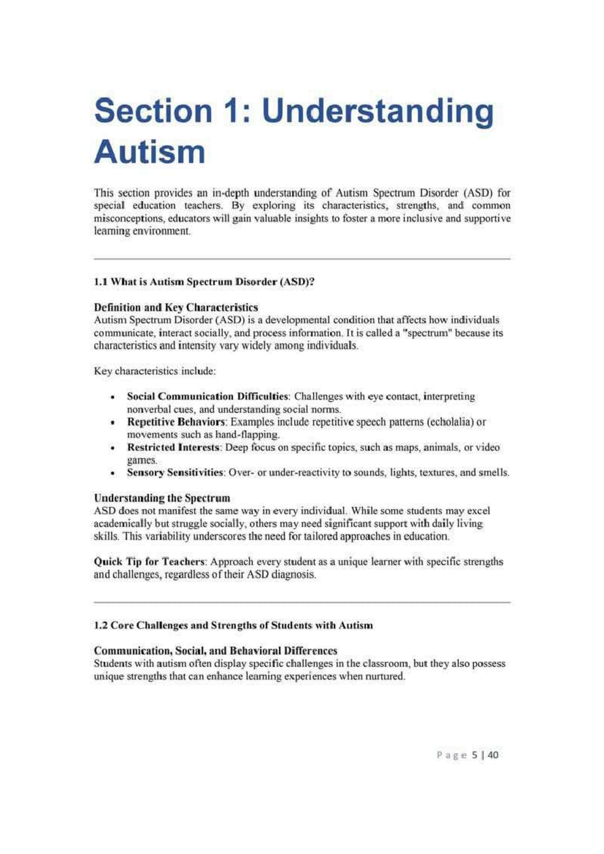 Understanding Autism: Insights for Special Education Teachers - Studocu