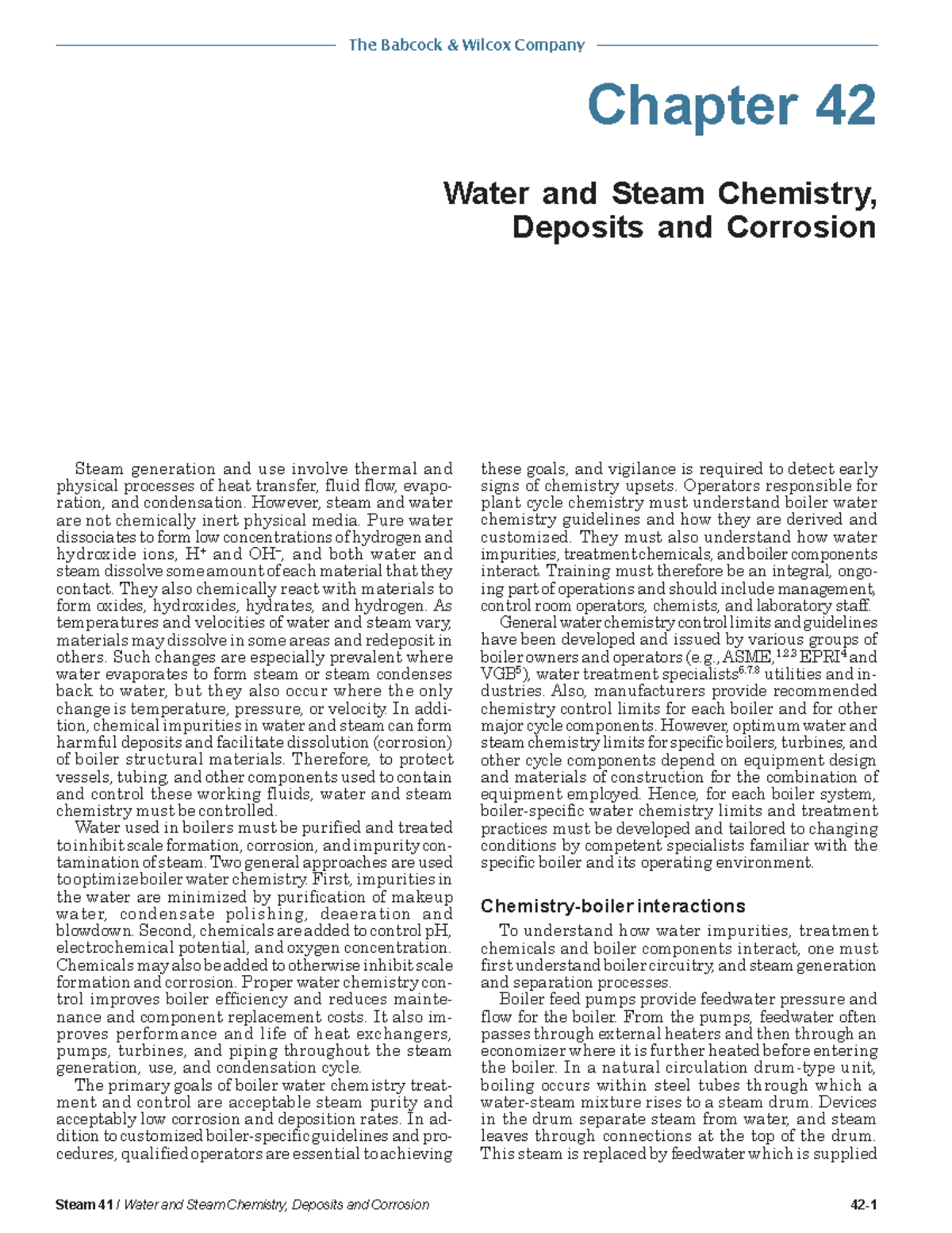 Chapter 42: Water and Steam Chemistry, Deposits & Corrosion - Babcock ...