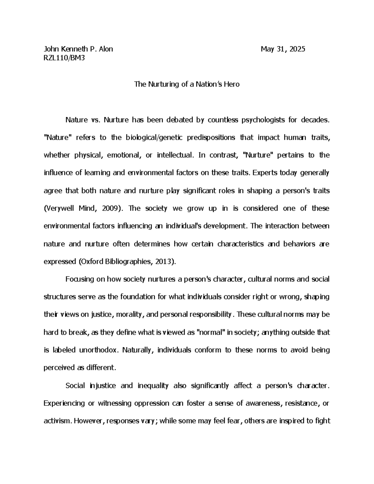 PSY 101: Nature vs. Nurture in Shaping Human Traits - Module 1 Exam 1 ...