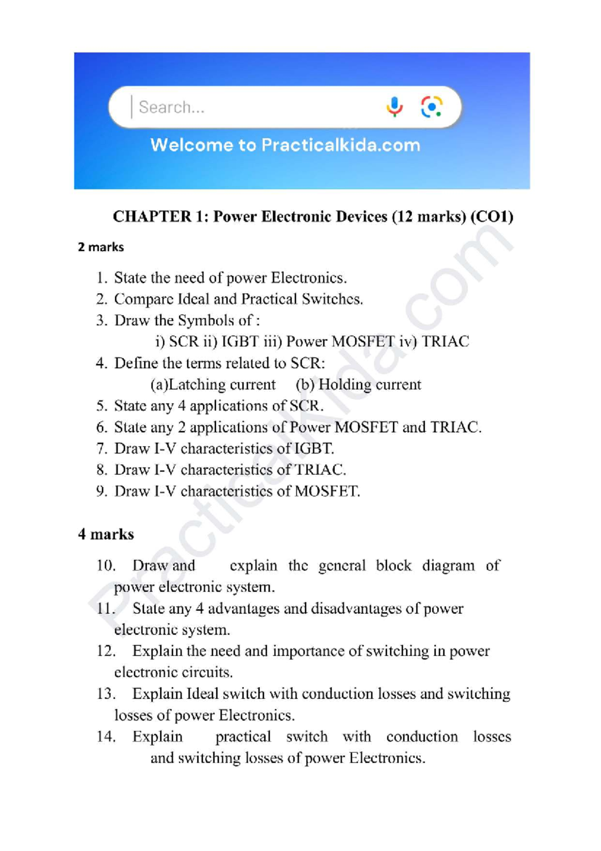 FPE 313335: Comprehensive Study on Power Electronics Devices and ...
