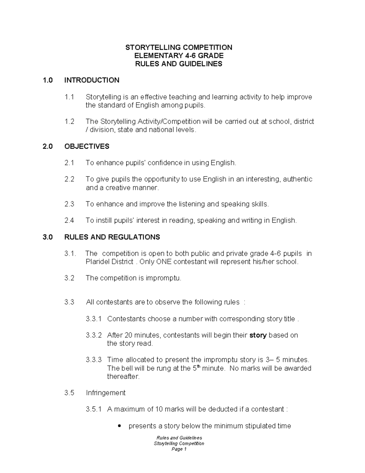 4-6 Grade Storytelling Competition Guidelines and Rules - Studocu