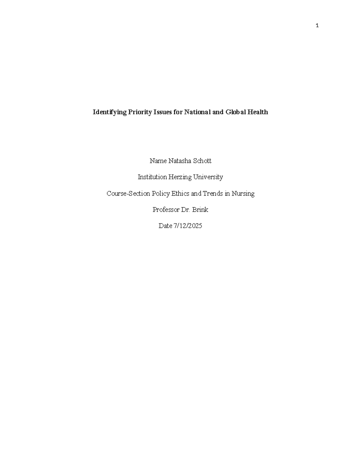 Identifying Priority Health Issues: National & Global Perspectives ...