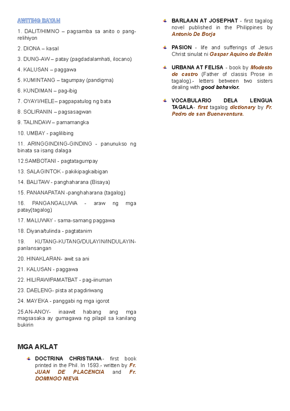 Awiting Bayan: Traditional Filipino Songs and Their Meanings - Studocu