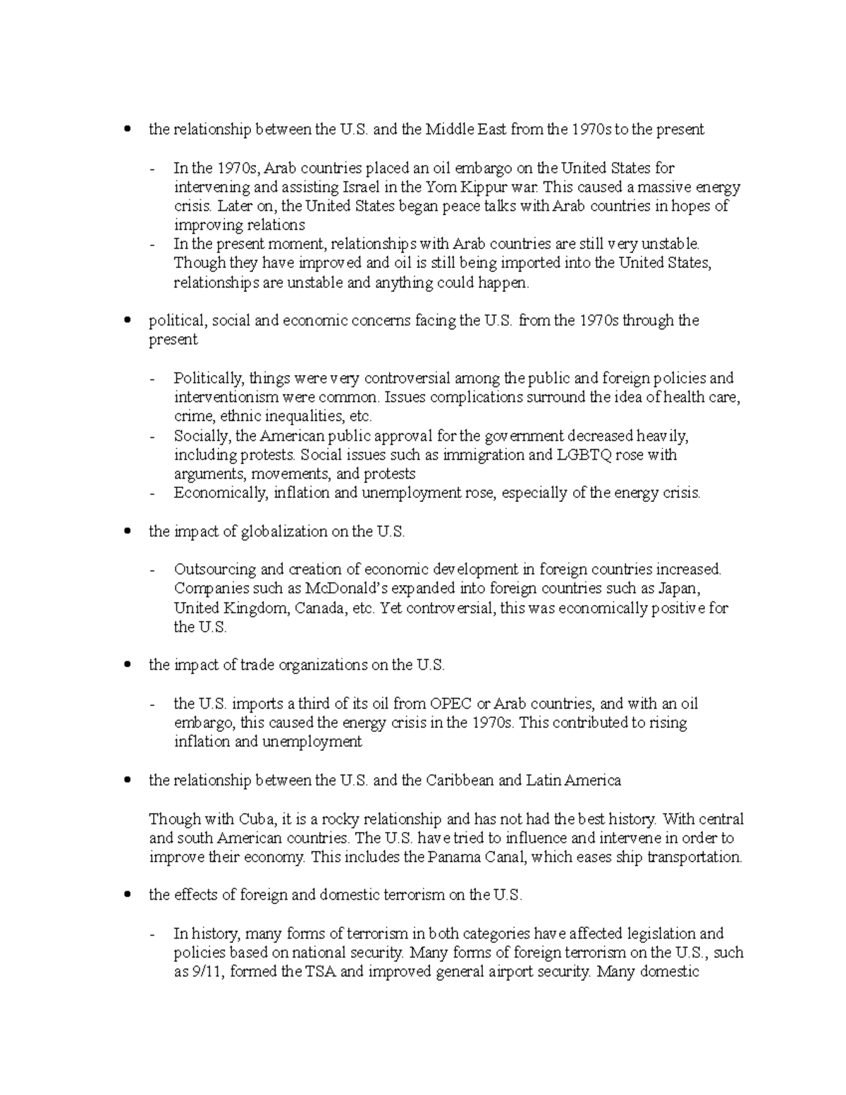 08 History Notes: U.S. Relations & Influences from 1970s to Present ...