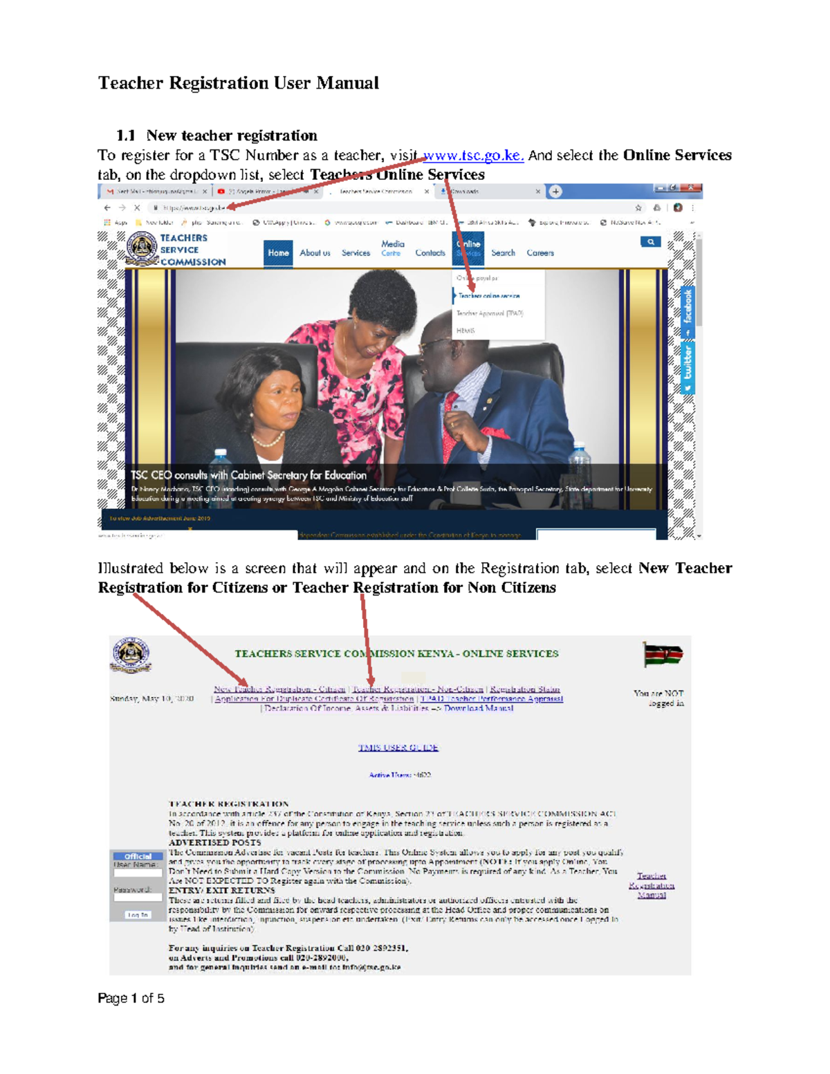Teacher Registration User Manual 1.1: TSC Number Application Guide ...