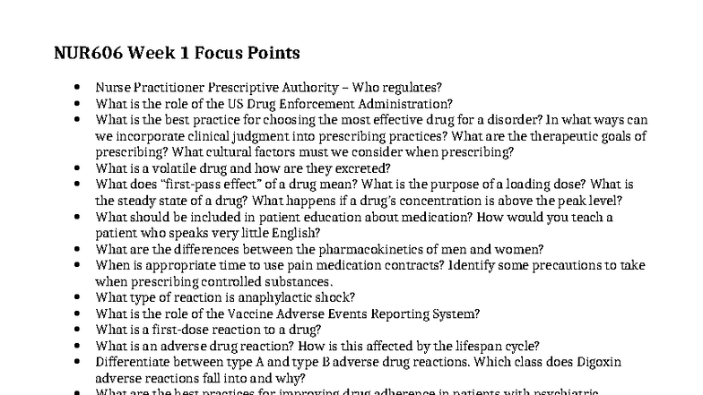 NUR606 Week 1 Focus Points: Nurse Practitioner Prescribing Practices ...