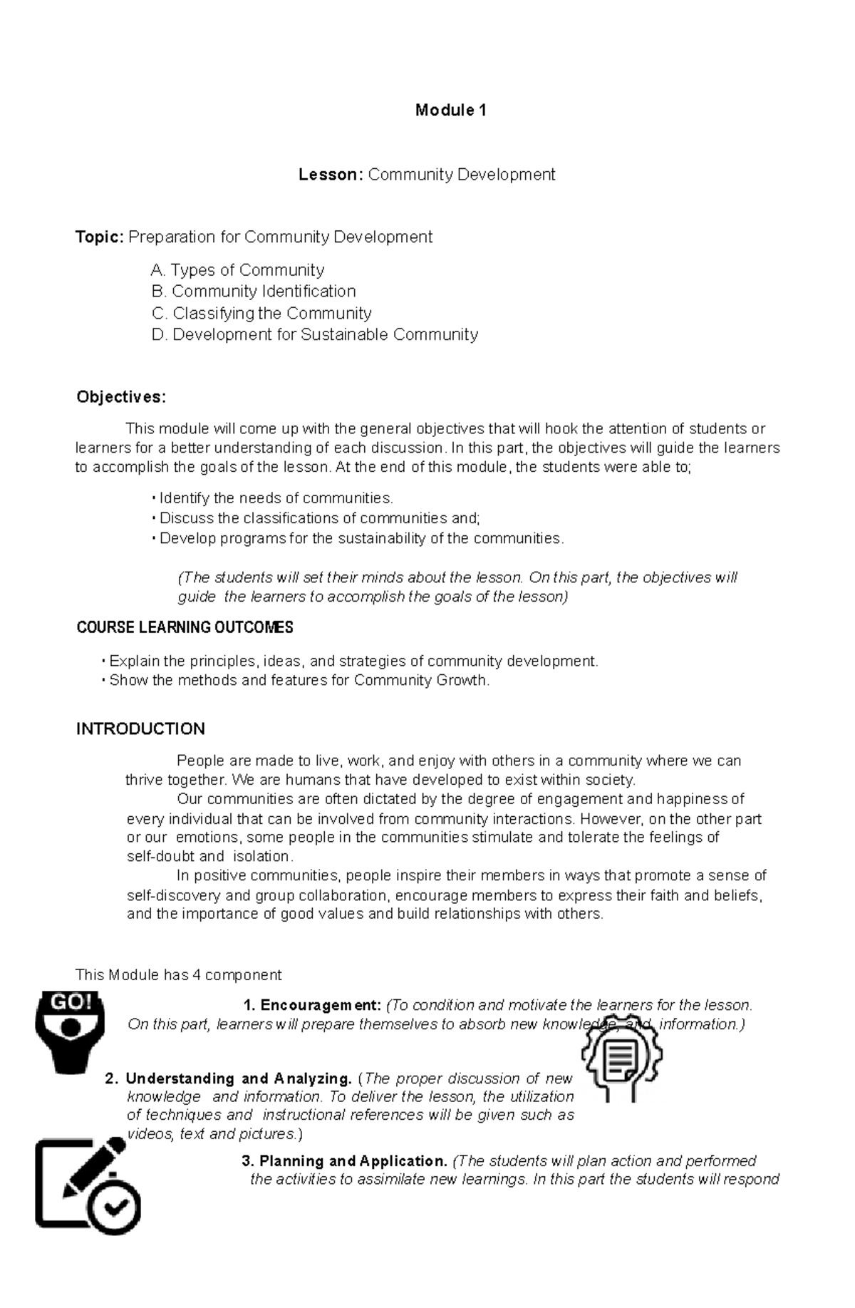 Module 1 - Community Development - Module 1 Lesson: Community ...