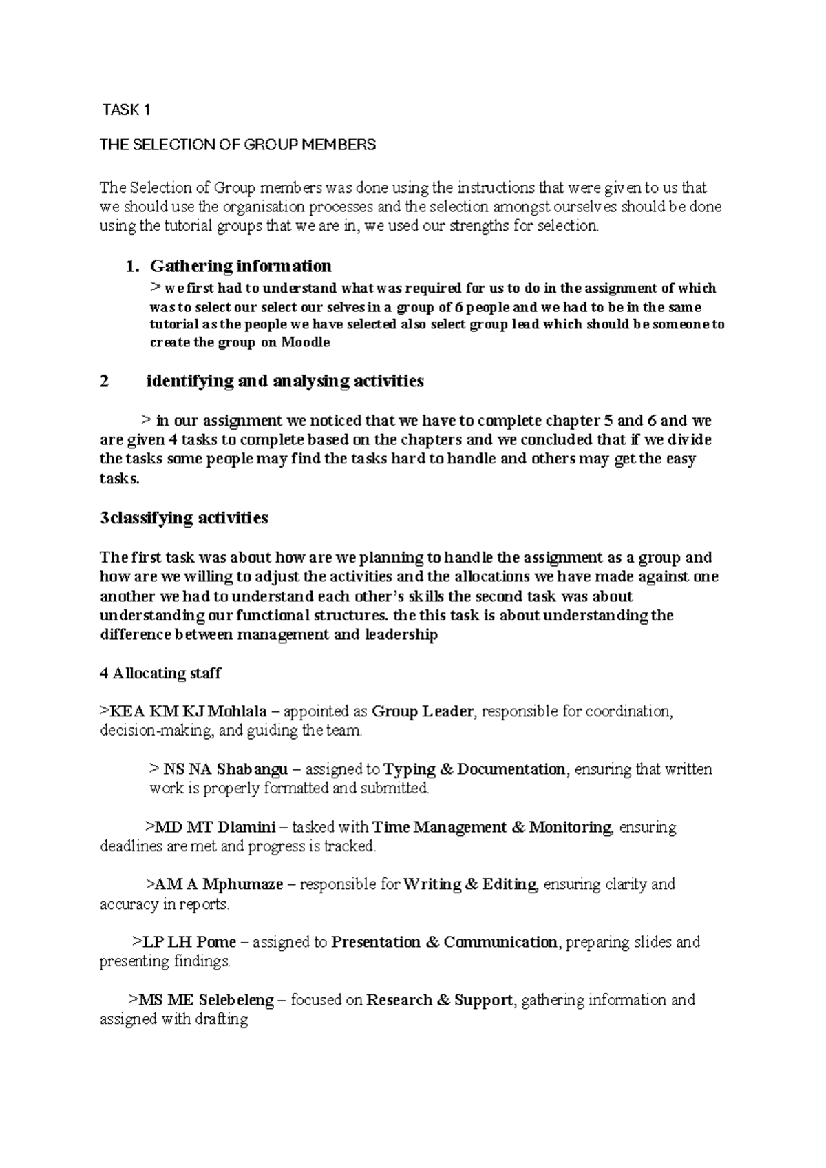Group Member Selection & Task Allocation: Study Notes for Document 4 ...